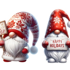 Red Christmas Gnomes Clipart, Winter Holidays, Red Gnome Christmas ...
