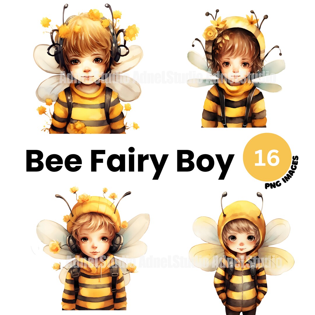 Bee Fairy Boy Clipart - Watercolor Bee Fairy Boy Png, Bee Boy Clipart ...