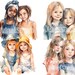 Watercolor Best Friends PNG - 12 Watercolor Kids Girl BFF, Best Friend ...