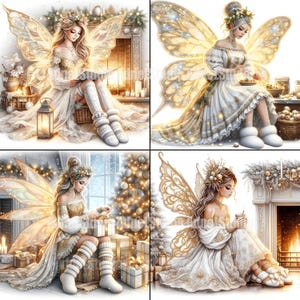 Festive Christmas Fairy Illustrations, Cozy Winter Fairies With Snowy ...