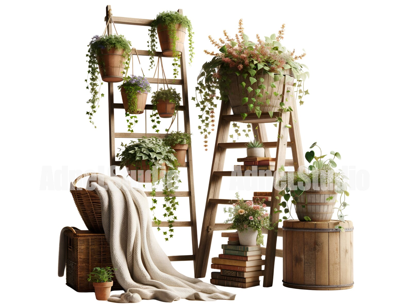 Watercolor Cozy Plant Clipart, Watercolor Cottagecore Clipart, House ...
