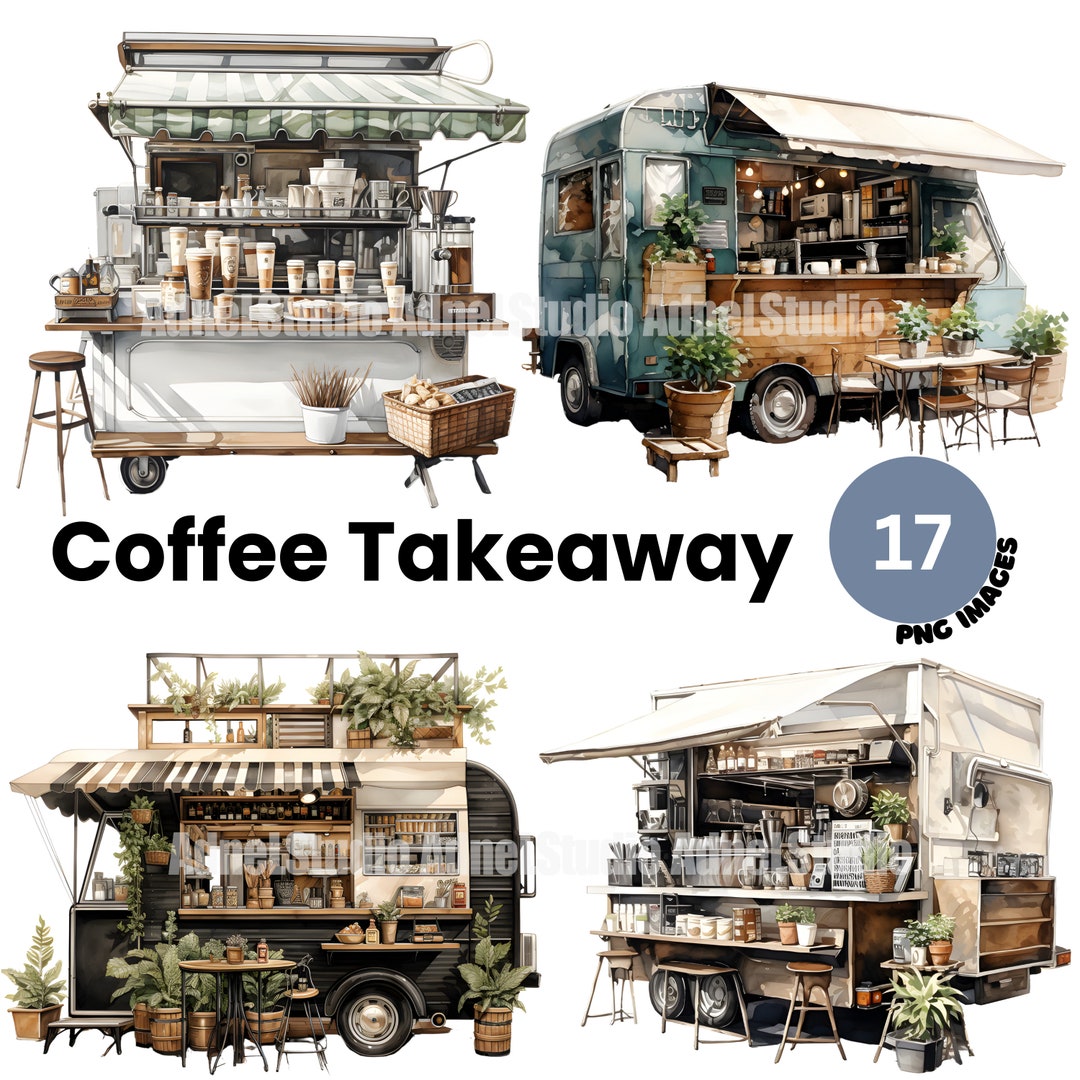 Coffee Takeaway Clipart - Coffee Cart Clipart, Coffee Truck Clipart ...
