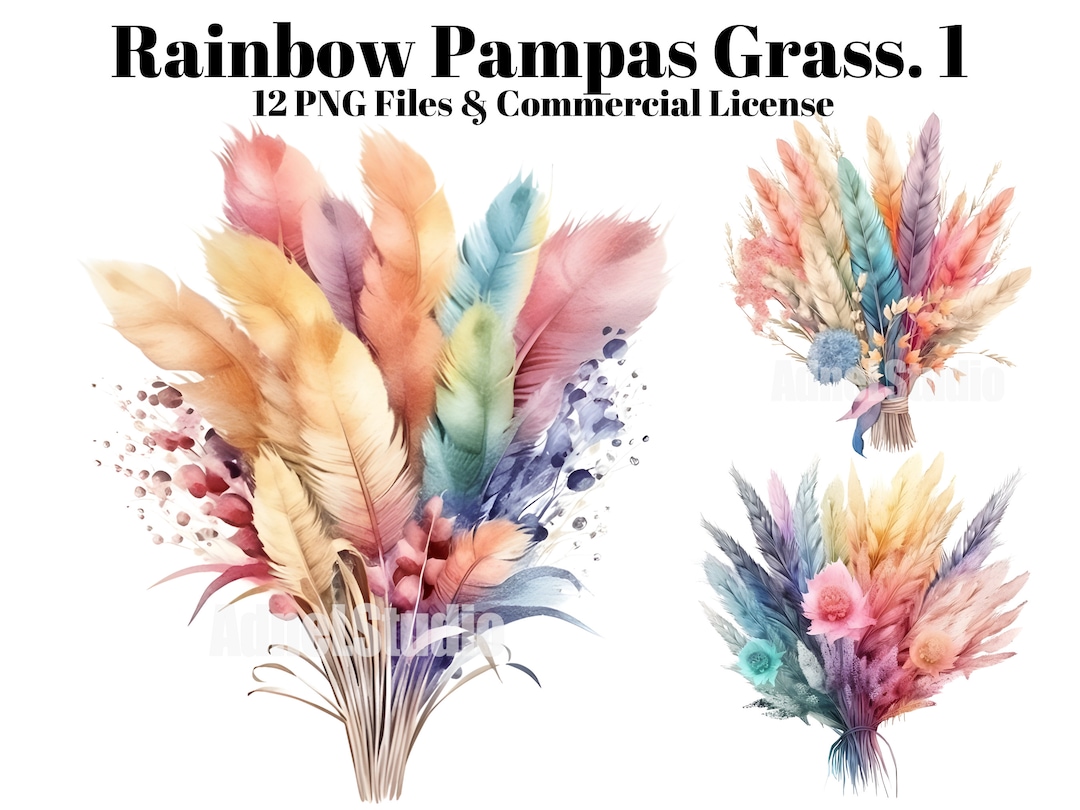 Rainbow Boho Flowers Clipart Watercolor Boho Floral Bouquet - Etsy