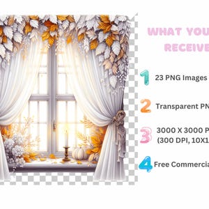 White Cozy Autumn Scene Clipart, Vintage Fall Aesthetic, Rustic Fall ...