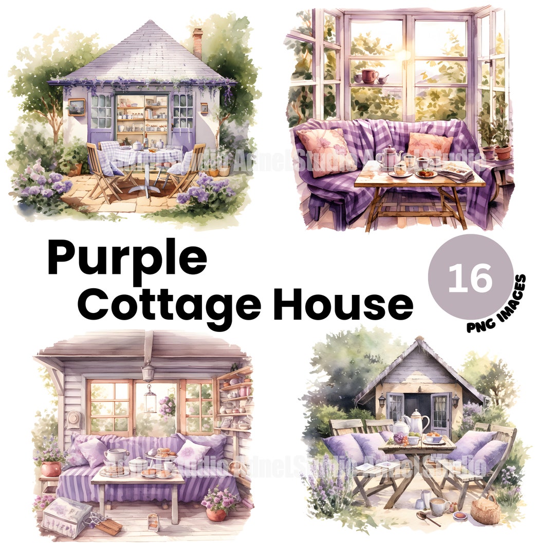 Watercolor Cottage House Clipart - Cottage Core Clipart, Cottage Life ...