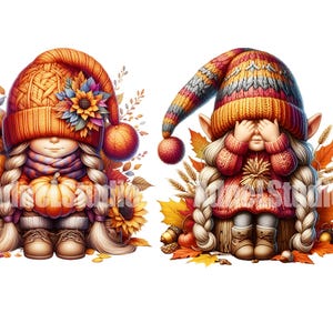 Fall Gnome Girl Clipart, Autumn Gnome Designs, Fall Gnome Sublimation ...
