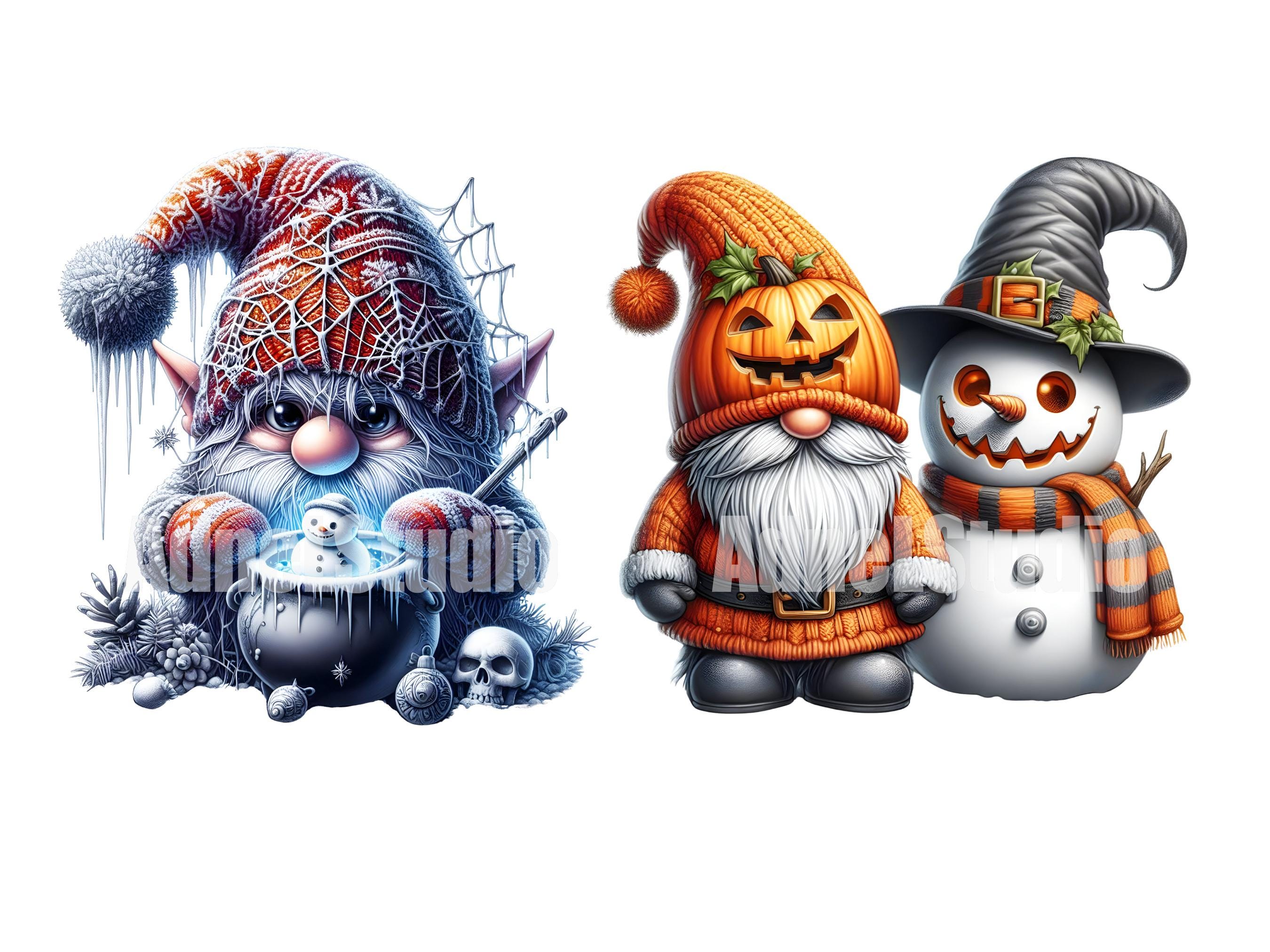 Winter Halloween Gnome Clipart Bundle, Frosty Gnome Illustrations With ...