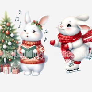 Christmas Rabbit Clipart, Festive Bunny PNG, Festive Rabbit Clipart ...