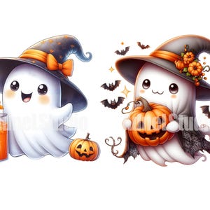 Halloween Ghost Witch Clipart, Cute Spooky PNG Images for Scrapbooking ...