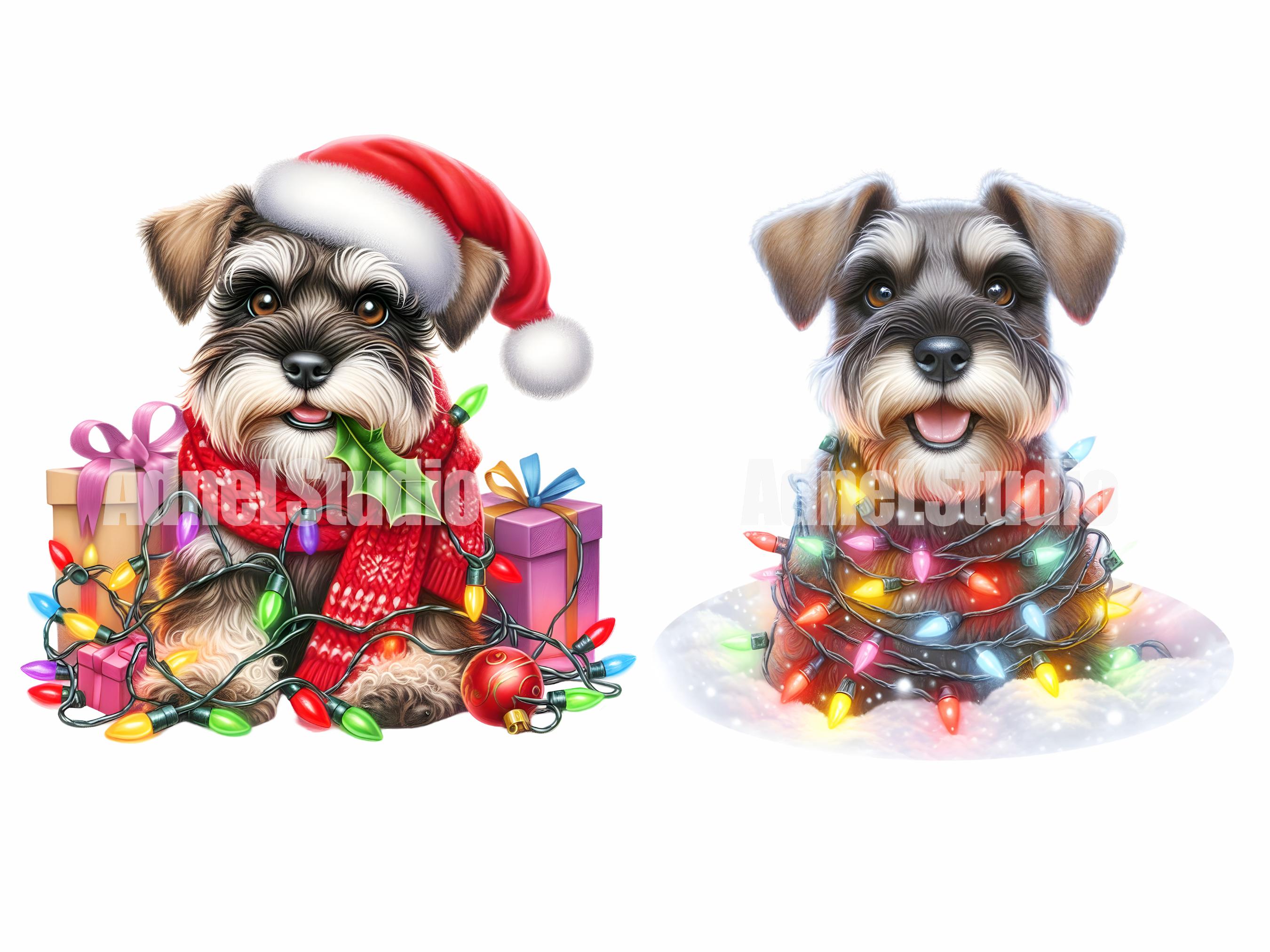Christmas Miniature Schnauzer Clipart, Festive Miniature Schnauzer ...