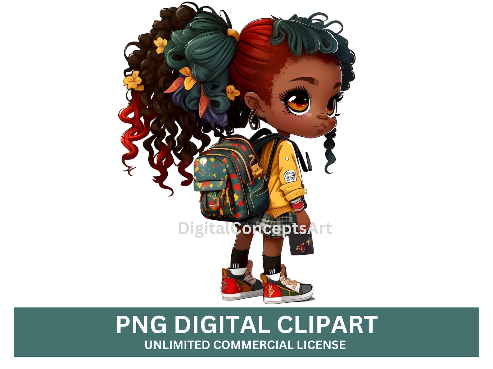 Black Girl Fashion Png Black Chibi Girl Clipart Back to - Etsy