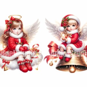 Christmas Little Angel PNG Clipart Bundles, Holiday Decor Art, Festive ...