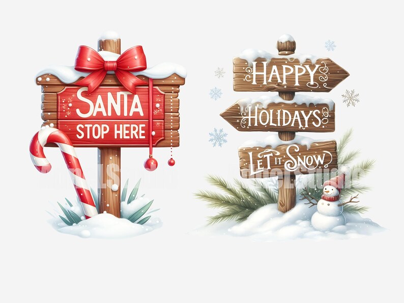 Christmas Direction Sign Clipart, Festive Cactus Ornament, Festive ...