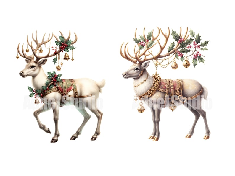 Christmas Reindeer Clipart, Festive Holiday Decor, Christmas Digital ...