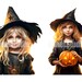 Cute Halloween Girl Clipart Watercolor Halloween Little Girl - Etsy