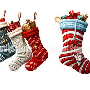 Christmas Stocking Clipart, Watercolor Christmas Socks Clipart ...