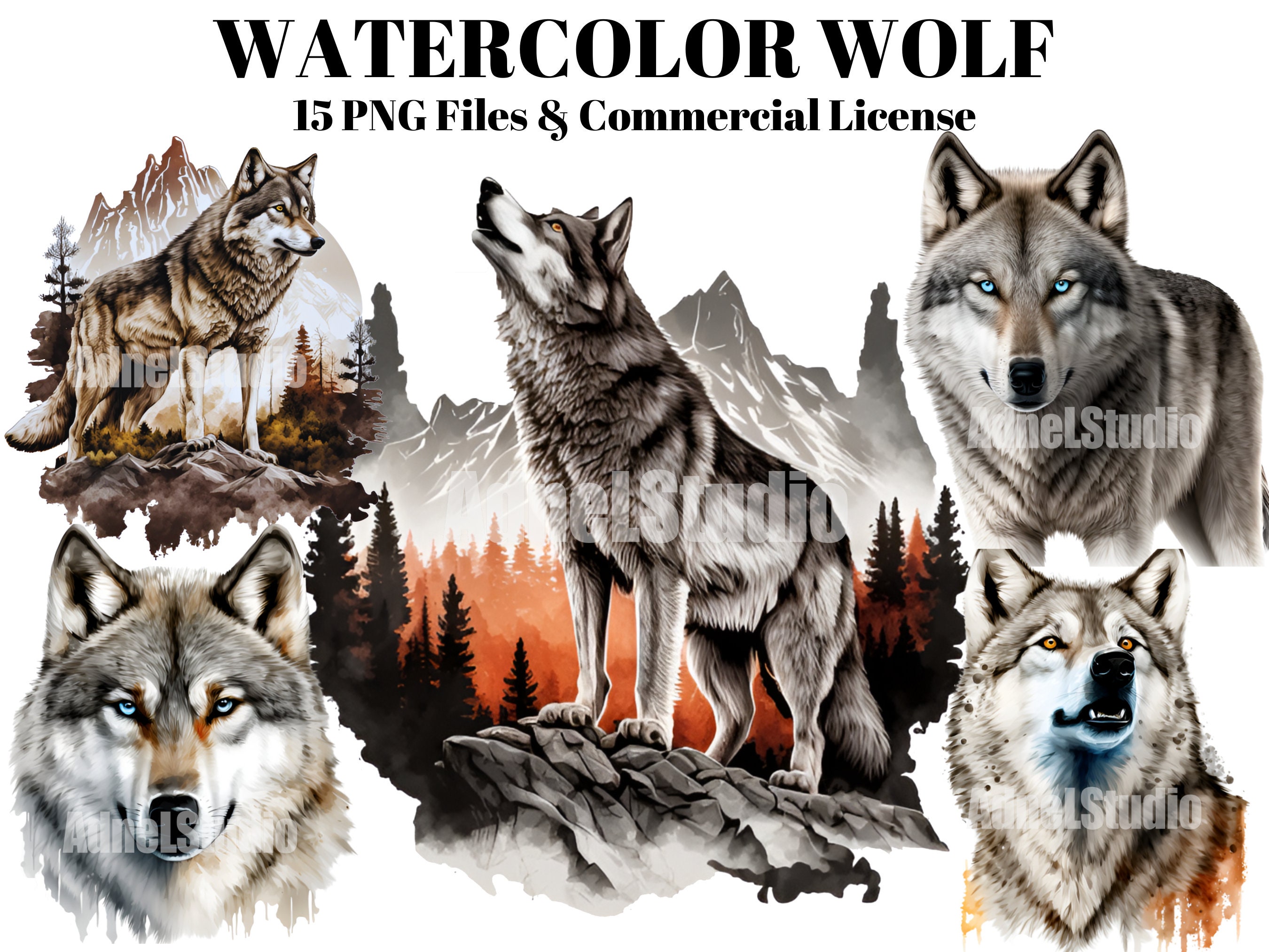 Watercolor Wolf Clipart Png, Watercolor Wolf Png, Watercolor Wolf ...