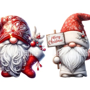 Red Christmas Gnomes Clipart, Winter Holidays, Red Gnome Christmas ...