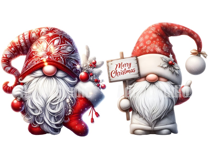 Red Christmas Gnomes Clipart, Winter Holidays, Red Gnome Christmas ...