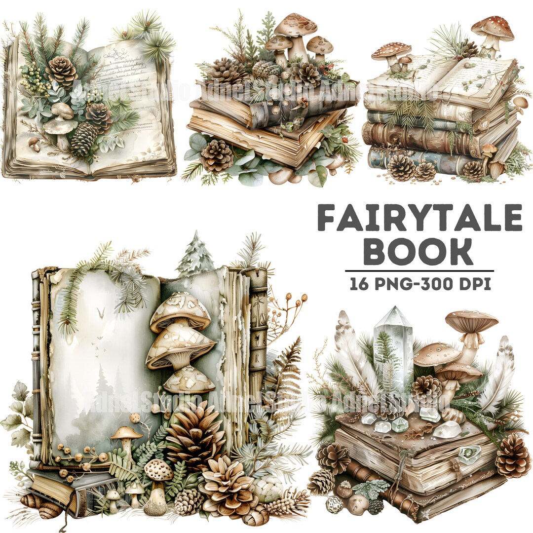 Watercolor Fairytale Books Clipart - Fairy Books Clipart, Fantasy ...