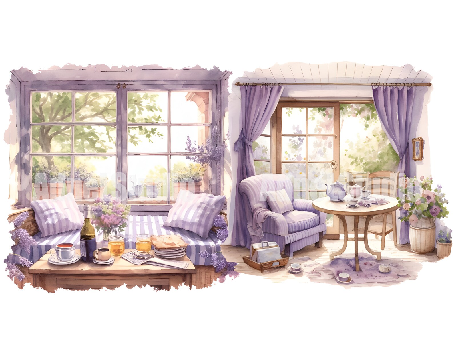 Watercolor Cottage House Clipart - Cottage Core Clipart, Cottage Life ...