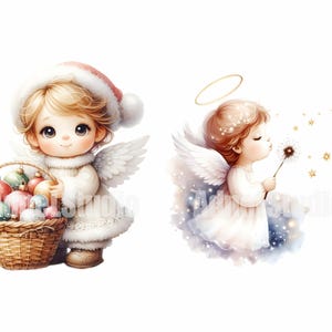 Christmas Little Angel PNG Clipart Set, Adorable Holiday Angel ...