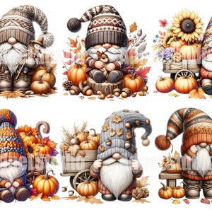 Autumn Harvest Gnome Clipart, Fall Gnome Clipart, Cozy Fall Gnome ...