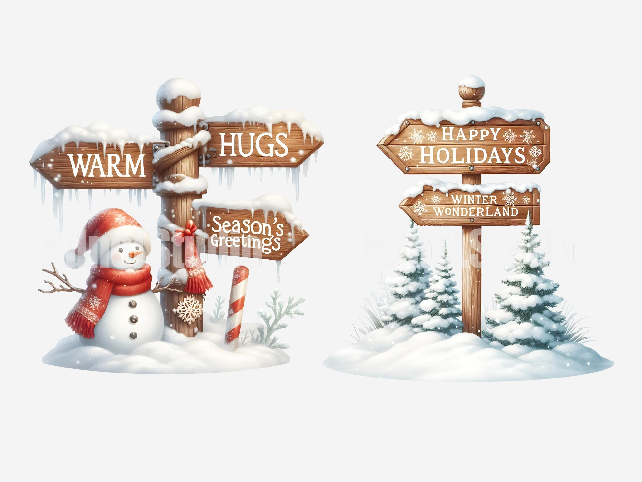 Christmas Direction Sign Clipart, Festive Cactus Ornament, Festive ...