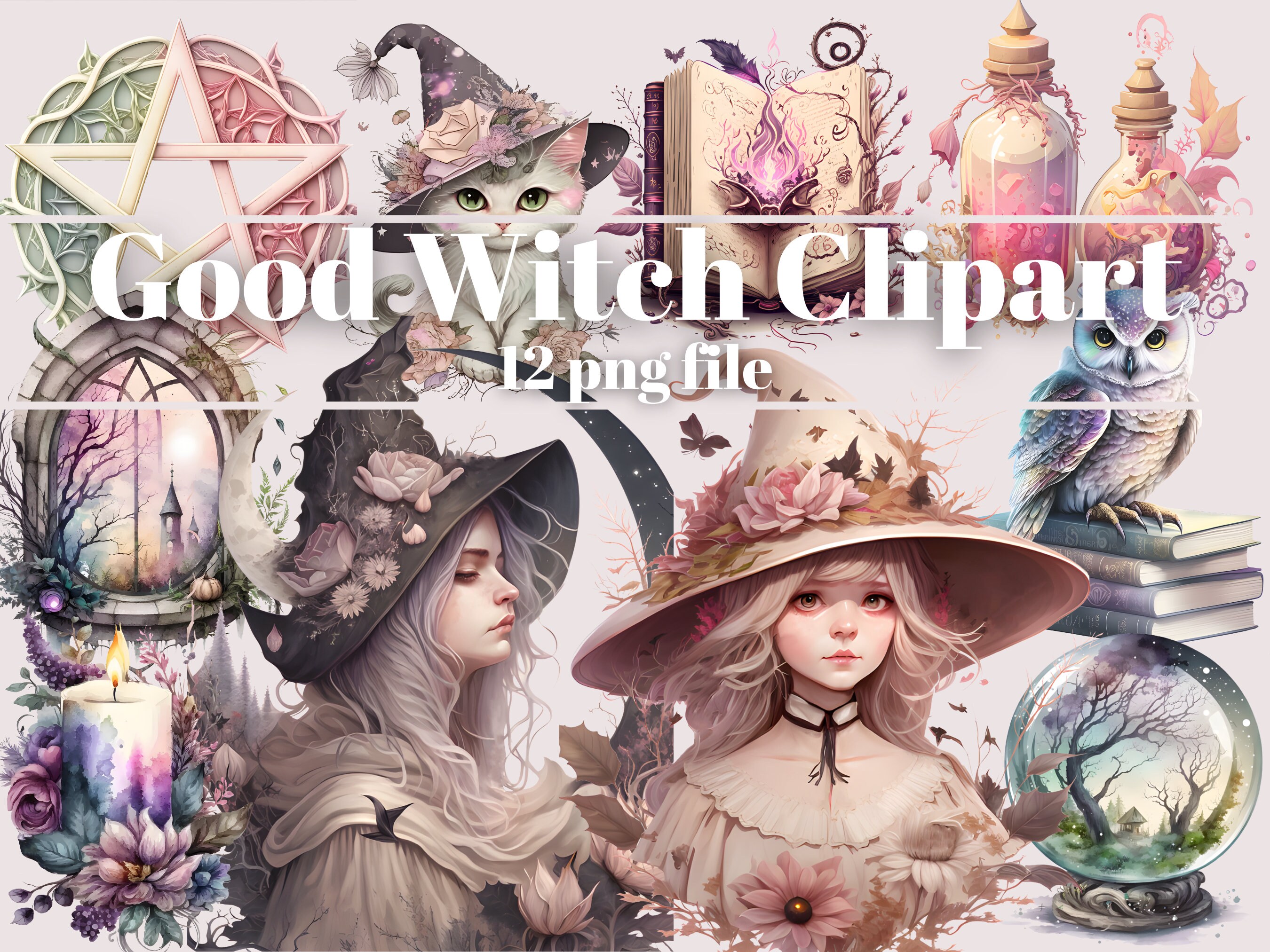 White Good Witch Clipart 12 High Quality Pnf Files Magic - Etsy