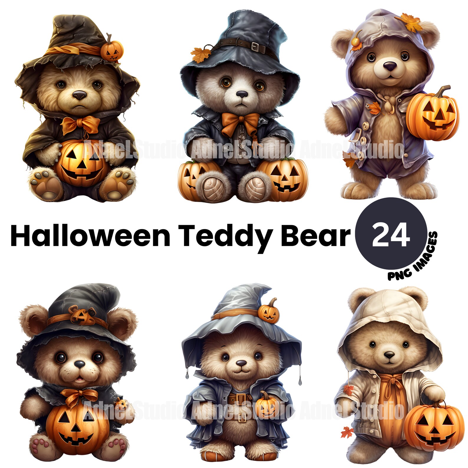 Halloween Teddy Bear Clipart - Halloween Clipart, Watercolor Teddy Bear ...