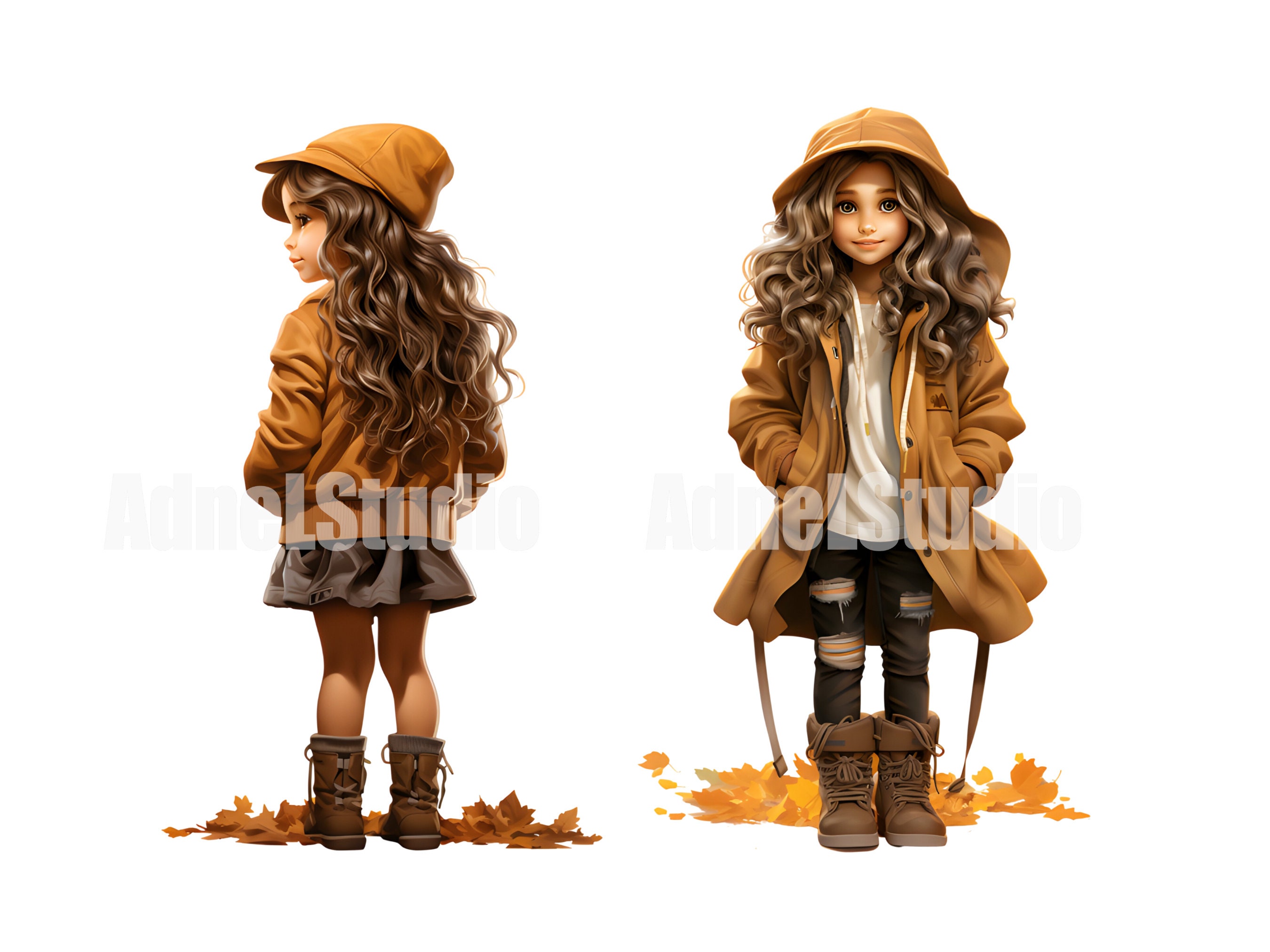 Autumn Girl Clipart - Watercolor Autumn Fashion Girl Clipart ...