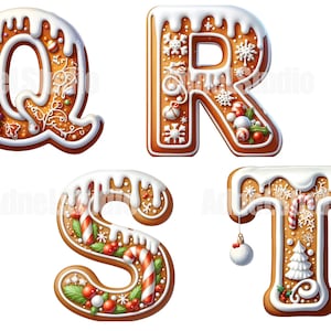 Gingerbread Alphabet Clipart - Christmas Alphabet Clipart, Christmas ...