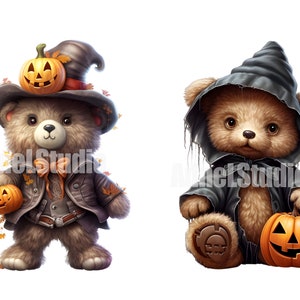 Halloween Teddy Bear Clipart - Halloween Clipart, Watercolor Teddy Bear ...