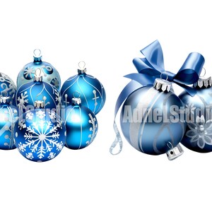 Blue Christmas Ornaments Clipart, Watercolor Christmas Ornament PNG ...