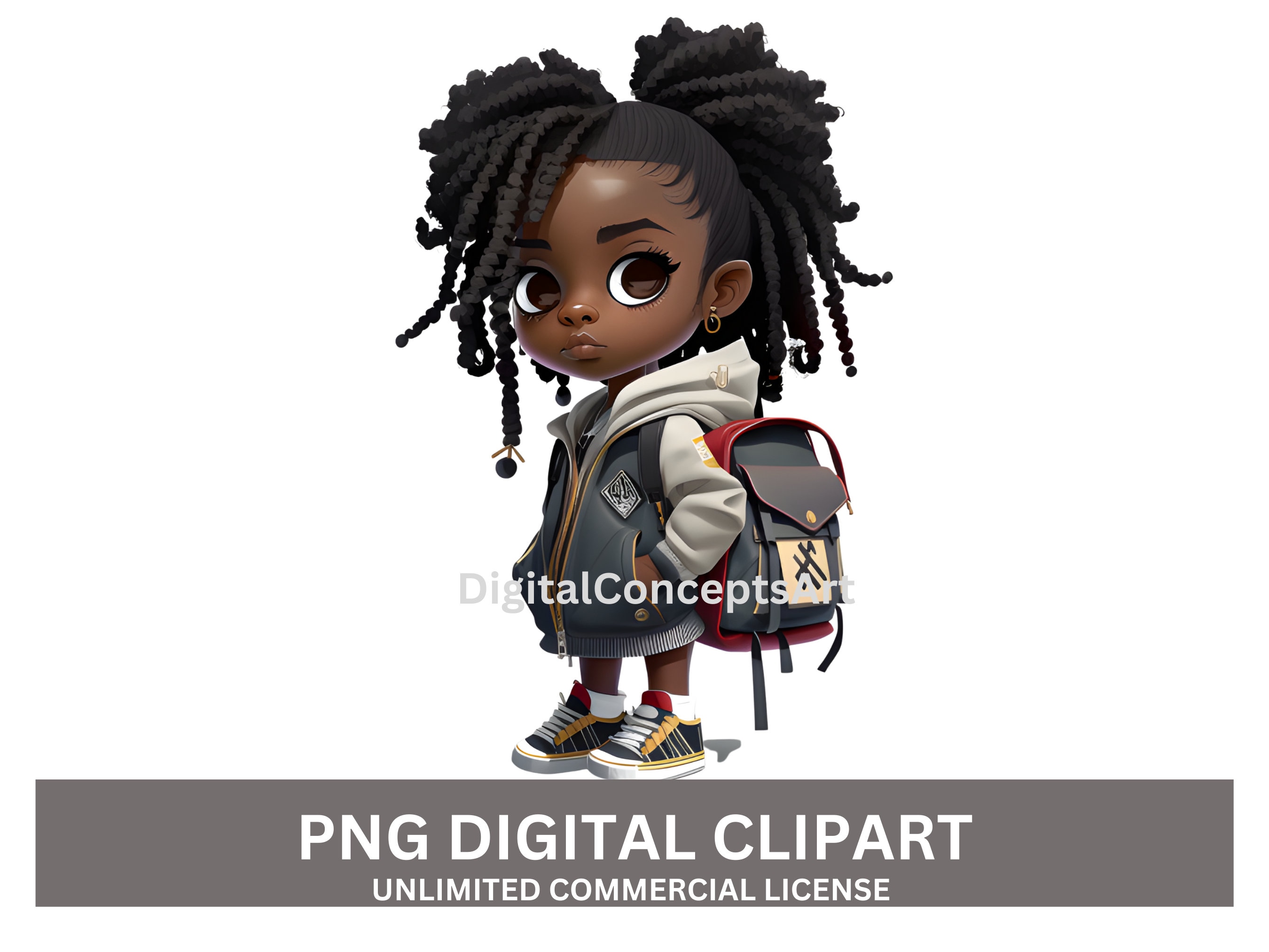 Black Girl Fashion Png Black Chibi Girl Clipart Back to - Etsy