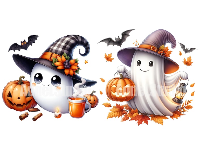 Halloween Ghost Witch Clipart, Cute Spooky PNG Images for Scrapbooking ...