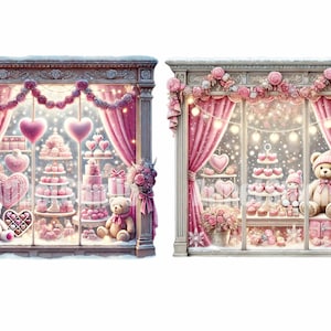 Valentine Window Display Clipart, Romantic Window Pngs, 16 Digital ...