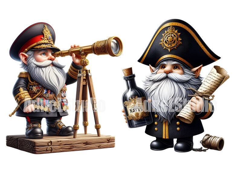 Watercolor Victorian Navy Gnome Clipart, Victorian Gnome Clipart ...