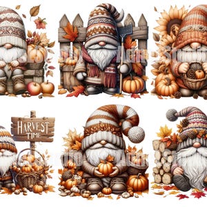 Autumn Harvest Gnome Clipart, Fall Gnome Clipart, Cozy Fall Gnome ...