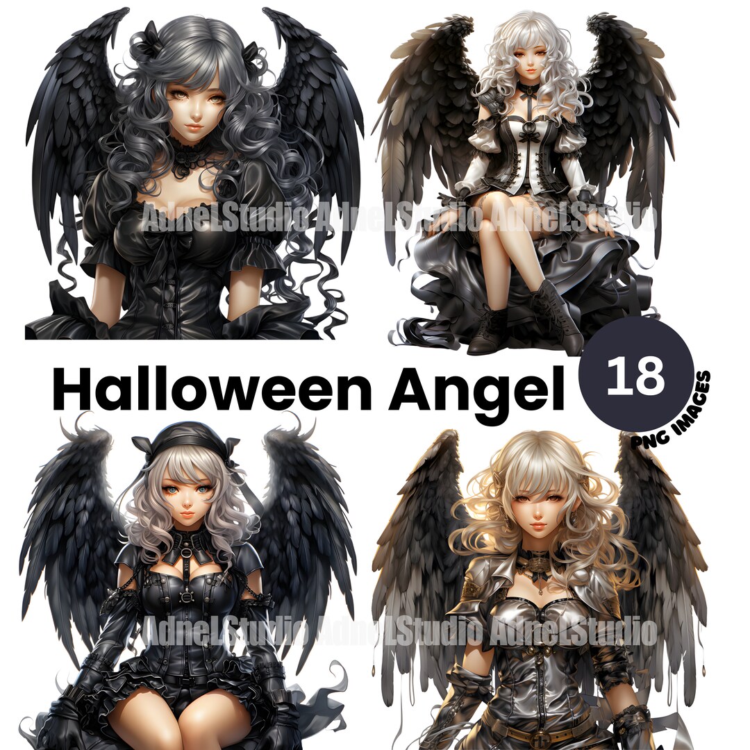 Halloween Angel Clipart - Watercolor Halloween Angels Clipart ...