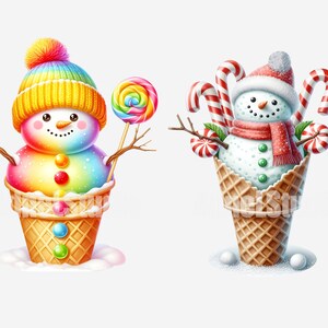 Christmas Ice Cream Snowman Clipart, Winter Cone Snowmen, Christmas Ice ...