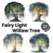 Watercolor Fairy Light Willow Tree Clipart - Willow Tree Landscape ...