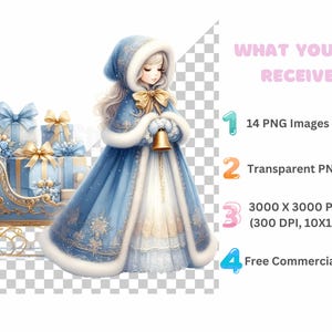 Blue Christmas Princess Clipart, Victorian Princess PNG, Christmas ...