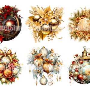 Christmas Decoration Clipart Bundle - Watercolor Christmas Ornaments ...