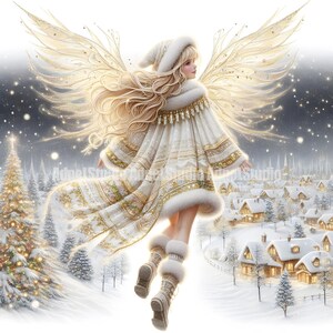 Festive Christmas Fairy Illustrations, Cozy Winter Fairies With Snowy ...