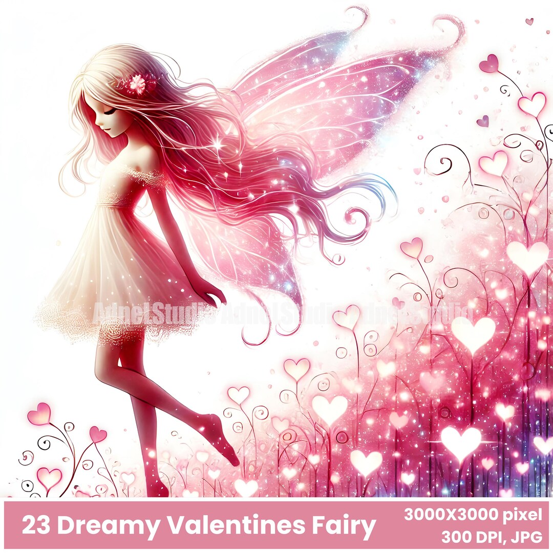 Dreamy Valentine's Fairy Digital Art Set, Romantic Valentine's Day ...