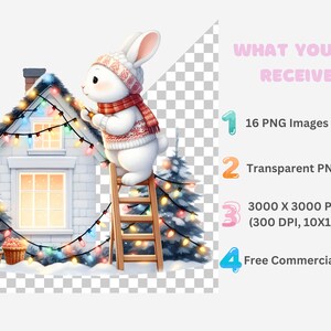 Christmas Rabbit Clipart, Festive Bunny PNG, Festive Rabbit Clipart ...