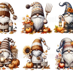 Autumn Harvest Gnome Clipart, Fall Gnome Clipart, Cozy Fall Gnome ...
