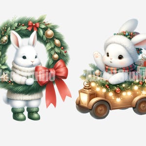 Christmas Rabbit Clipart, Festive Bunny PNG, Festive Rabbit Clipart ...