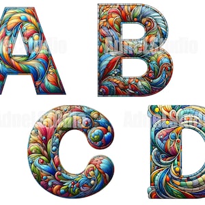 Stained Glass Alphabet Clipart - Alphabet and Number Clipart, Stained ...